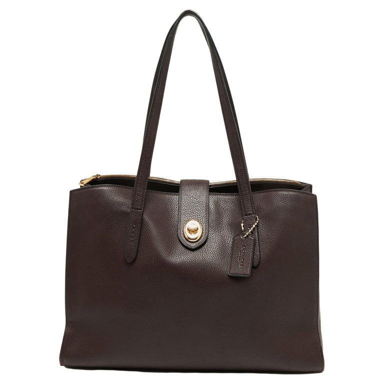 Coach Burgundy Leather Turnlock Charlie Carryall Tote For Sale at 1stDibs
