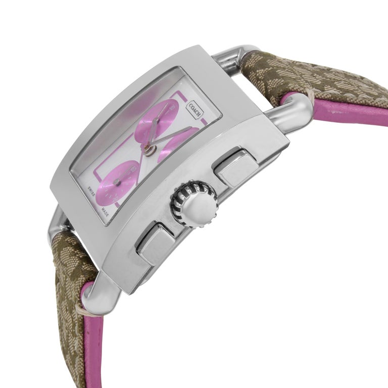 Coach Chronograph White Pink Color Dial Steel Leather Quartz Ladies ...