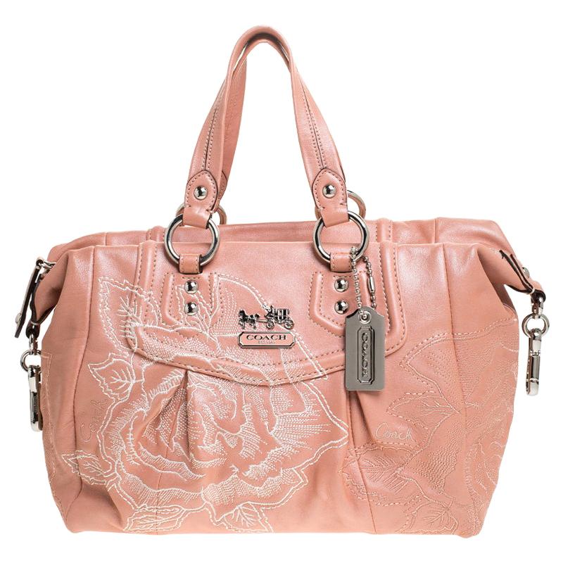 Coach Coral Orange Leather Limited Edition Madison Satchel For Sale at ...