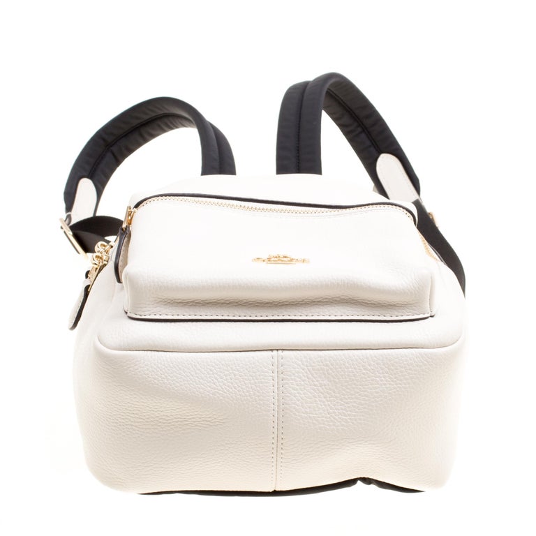 Coach Cream/Black Leather and Nylon Mini Charlie Backpack For Sale at ...