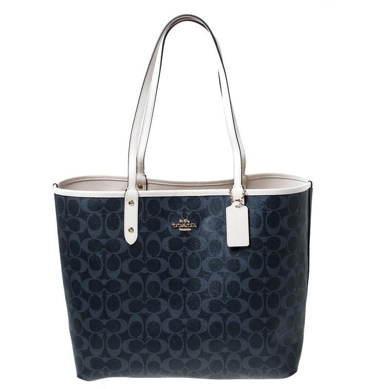 Coach Cream Flag Coated Canvas and Leather Reversible City Tote For ...
