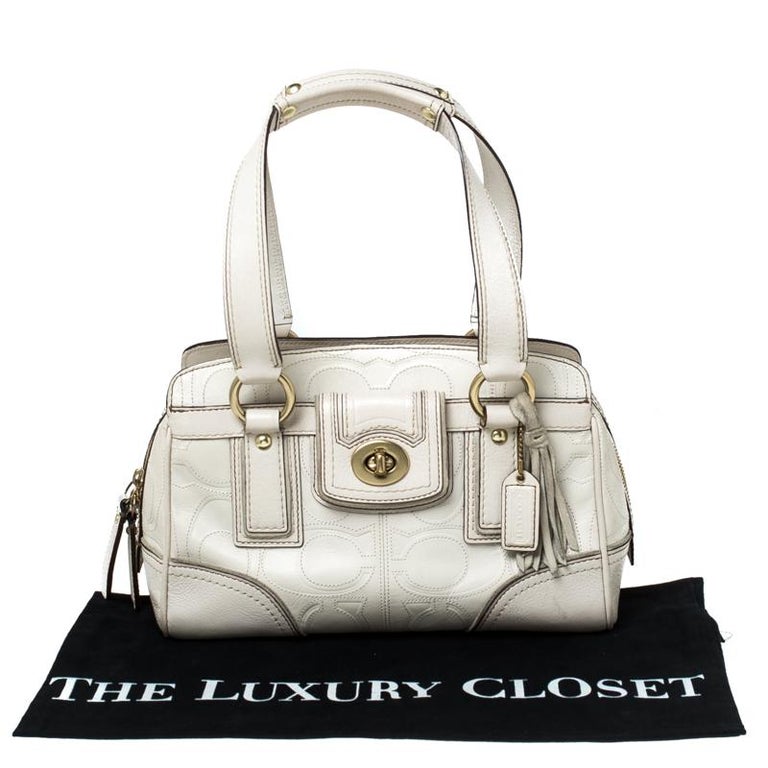 Coach Cream Monogram Leather Turnlock Satchel at 1stDibs | coach crean ...