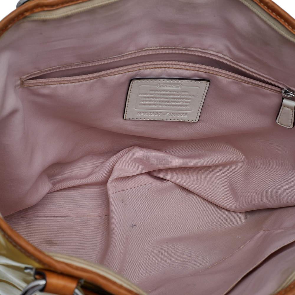 Coach Cream Signature Patent Leather Peyton Tote For Sale at 1stDibs