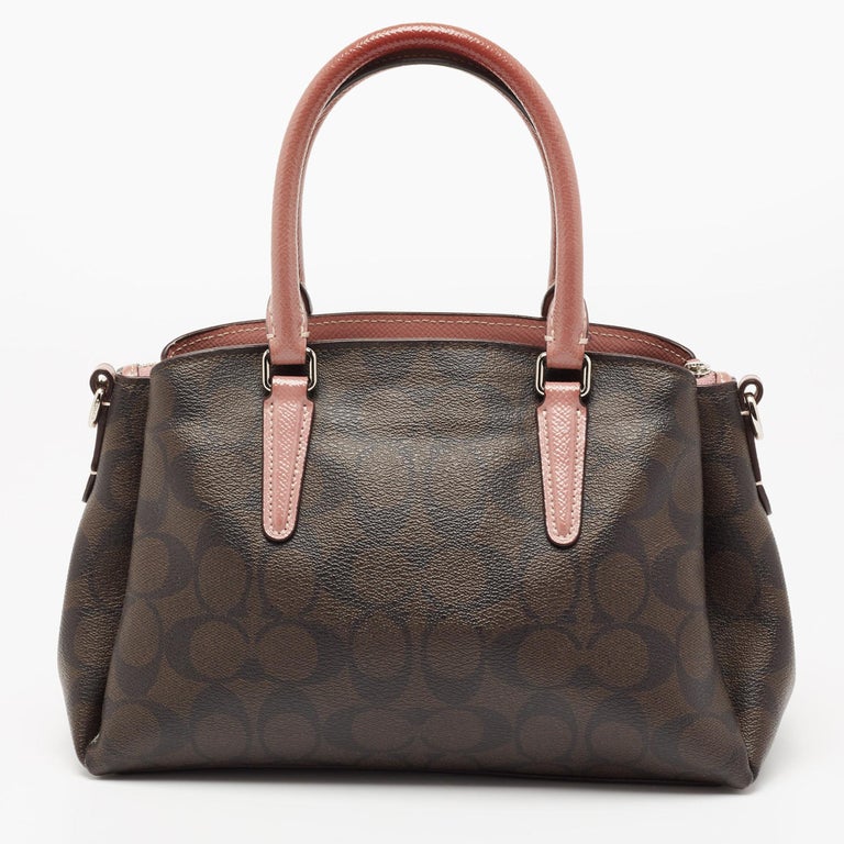 Coach Dark Brown/Pink Coated Canvas and Patent Leather Mini Sage ...