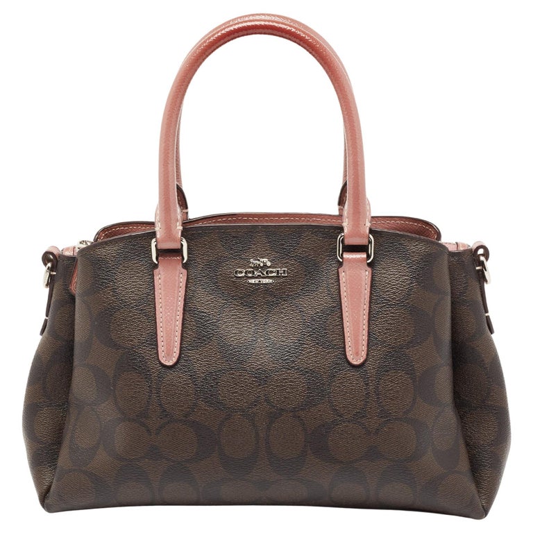 Coach Dark Brown/Pink Coated Canvas and Patent Leather Mini Sage ...