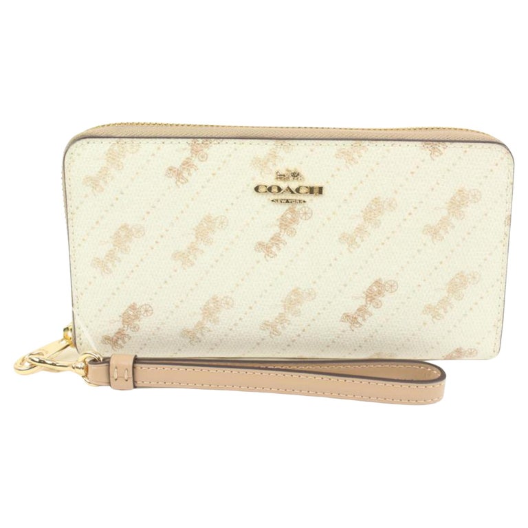 Coach FC3547 C3547 Cream Horse and Carriage Dot Print Long Zip Around ...