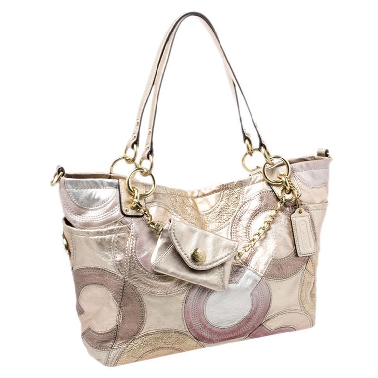 Coach Gold Monogram Leather Shoulder Bag For Sale at 1stDibs