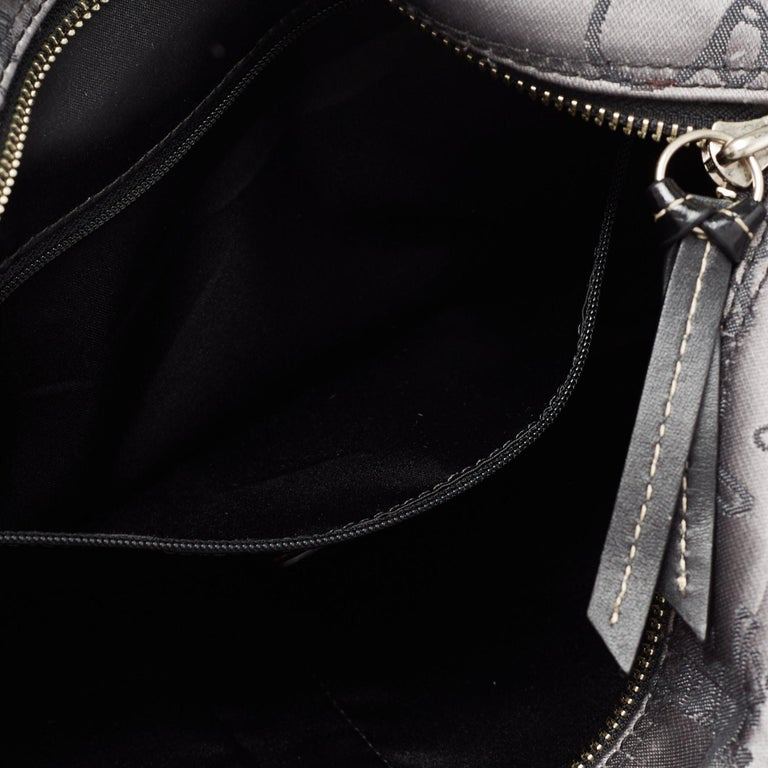 Coach Grey/Black Printed Fabric and Leather Tote For Sale at 1stDibs