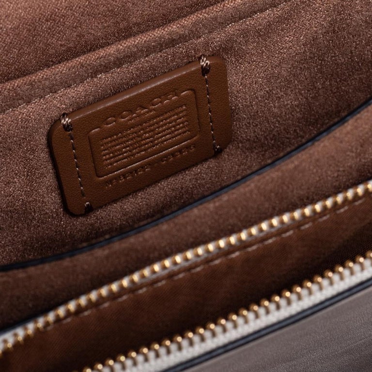 Coach Light Beige Leather and Coated Canvas With Rivets Klare Crossbody ...