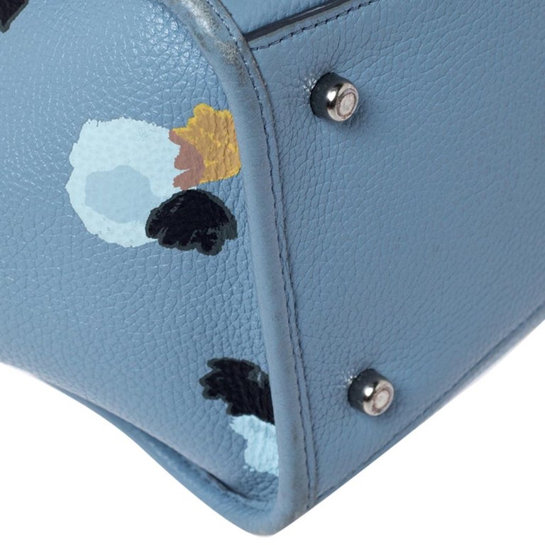 Coach Light Blue Floral Printed Leather Mini Crosby Tote For Sale at ...