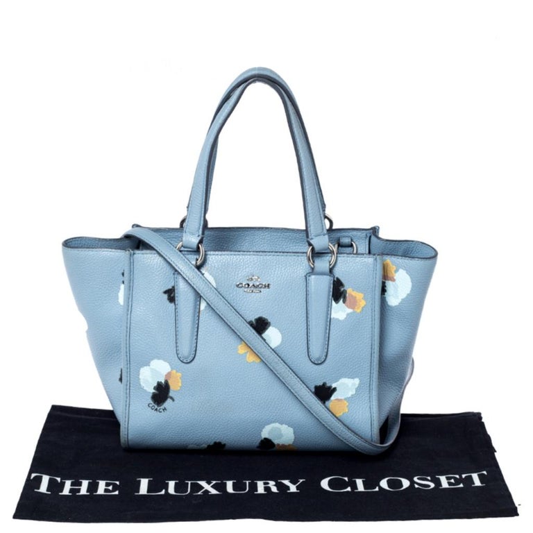 Coach Light Blue Floral Printed Leather Mini Crosby Tote For Sale at ...