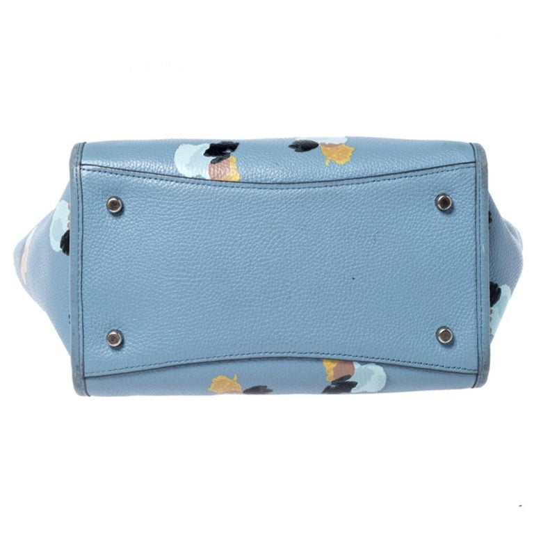 Coach Light Blue Floral Printed Leather Mini Crosby Tote For Sale at ...