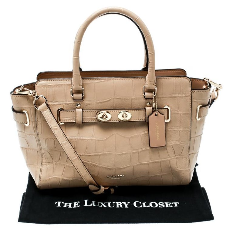 Coach Light Brown Croc Embossed Leather Blake Carryall Top Handle Bag ...