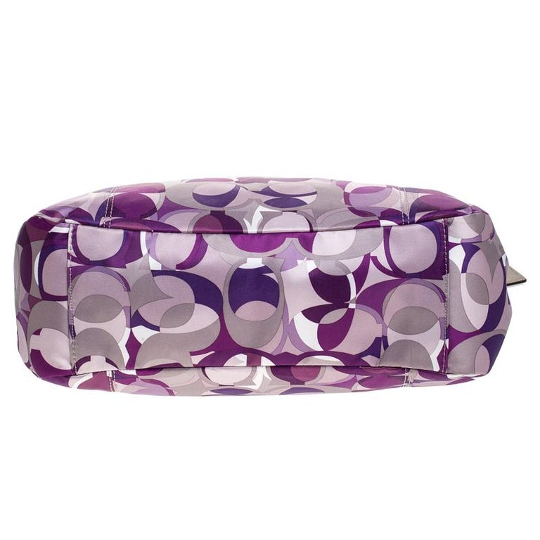 Coach Lilac Signature Canvas and Leather Hobo For Sale at 1stDibs