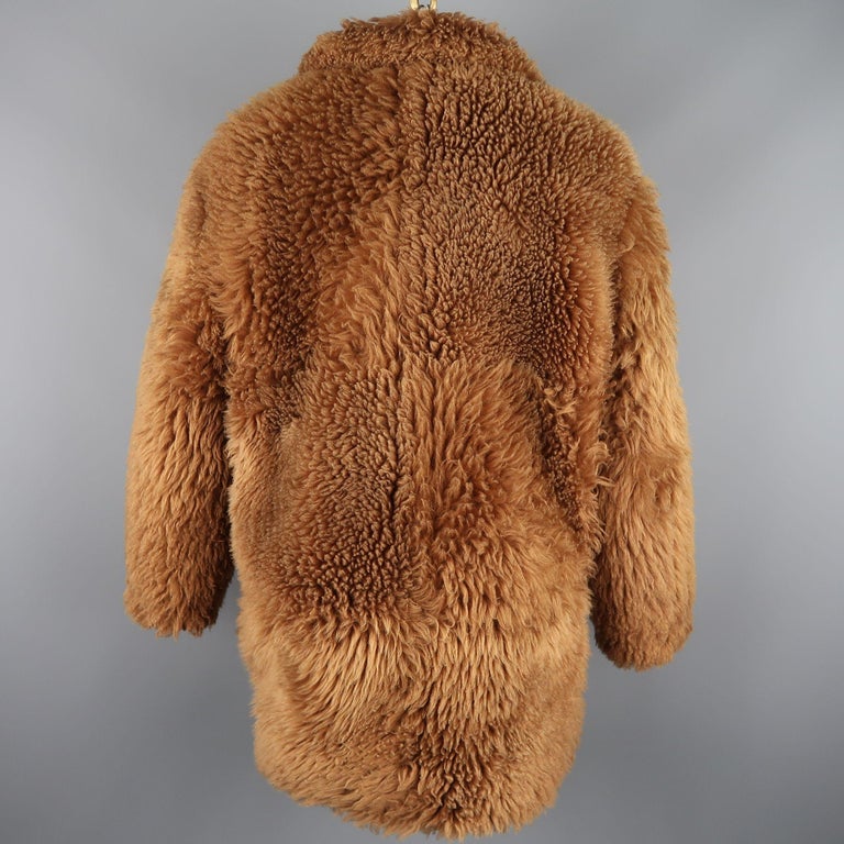 COACH Mahogany Tan Fuzzy Shearling Fur Leather Reversibe Coat at ...
