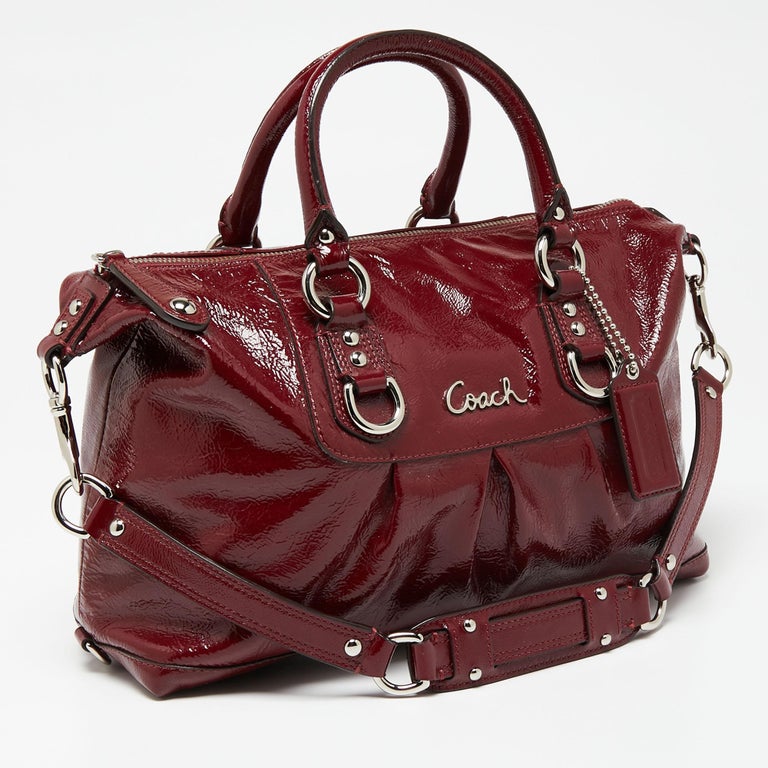 Coach Maroon Patent Leather Ashley Satchel For Sale at 1stDibs