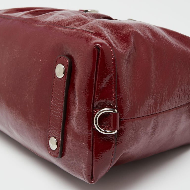 Coach Maroon Patent Leather Ashley Satchel For Sale at 1stDibs