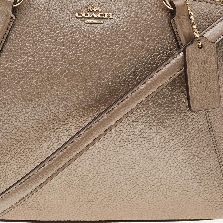 Coach Metallic Beige Leather Small Tote For Sale at 1stDibs