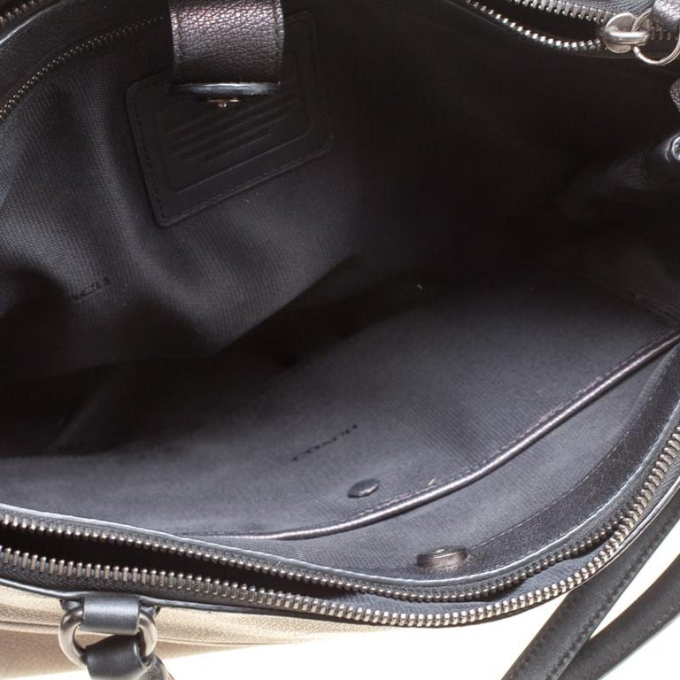 Coach Metallic Black Leather Borough Top Handle Bag at 1stDibs | coach ...