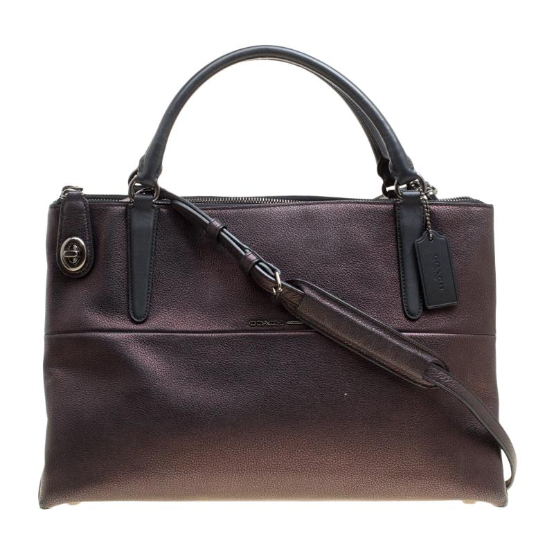 Coach Metallic Black Leather Borough Top Handle Bag at 1stDibs | coach ...
