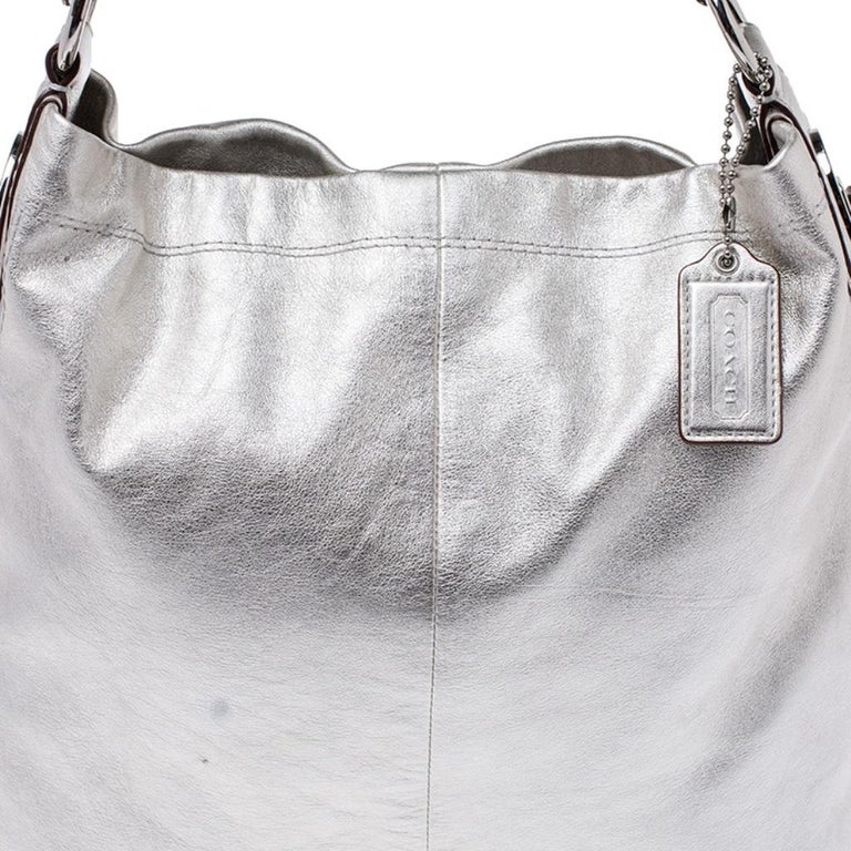Coach Metallic Leather Buckle Handle Hobo For Sale at 1stDibs