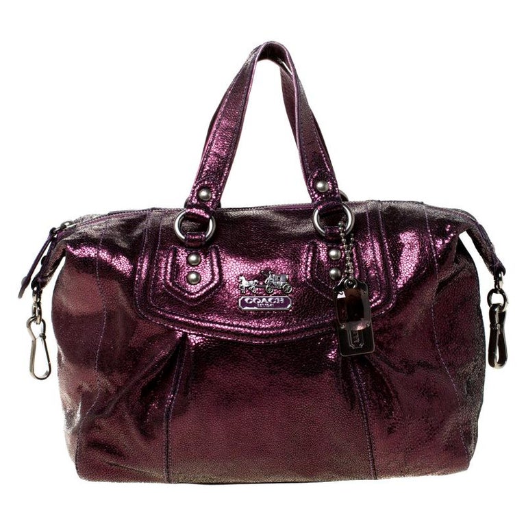 Coach Metallic Purple Shimmering Leather Shoulder Bag For Sale at ...