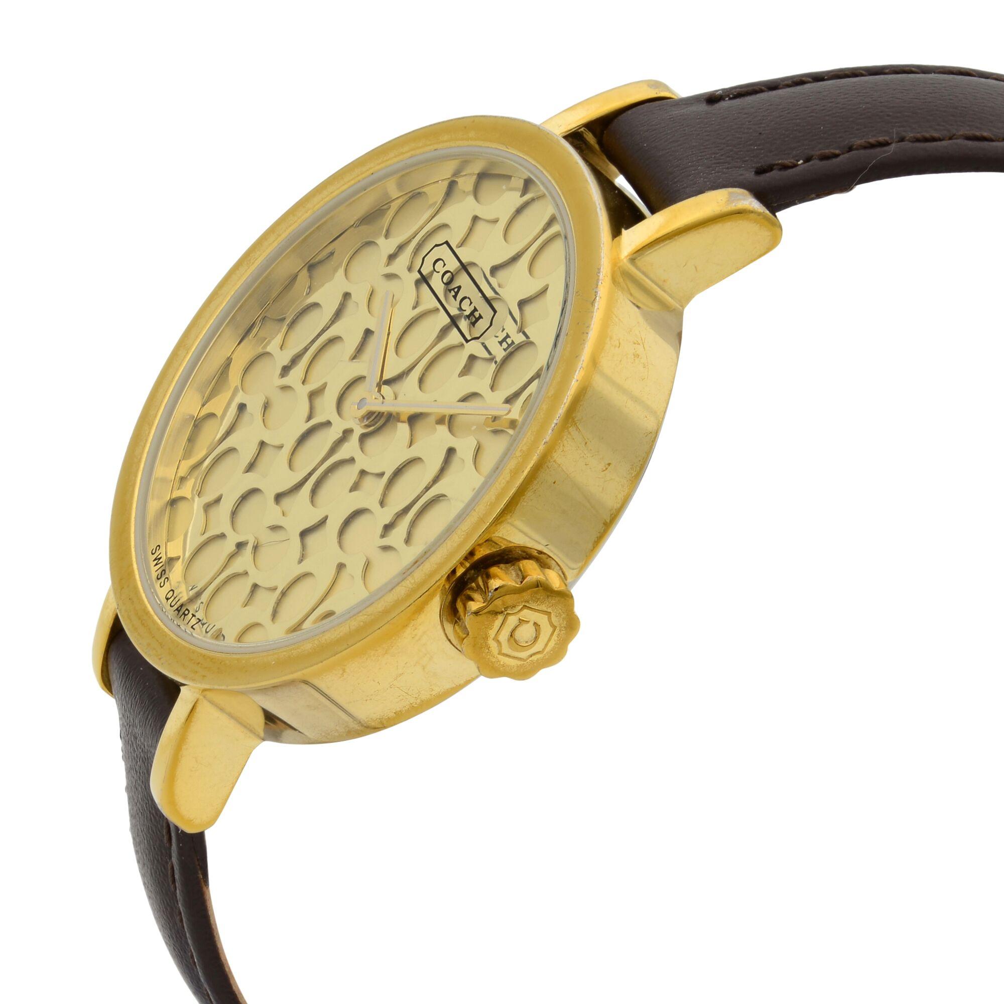 Coach Miranda signature Dial Gold Tone Steel Leather Ladies Watch ...