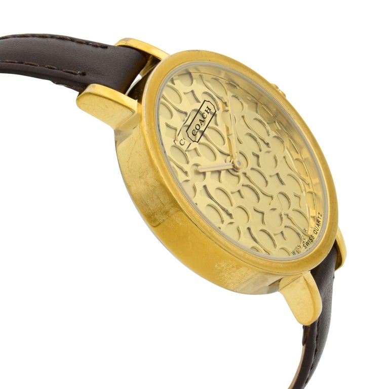 Coach Miranda signature Dial Gold Tone Steel Leather Ladies Watch ...