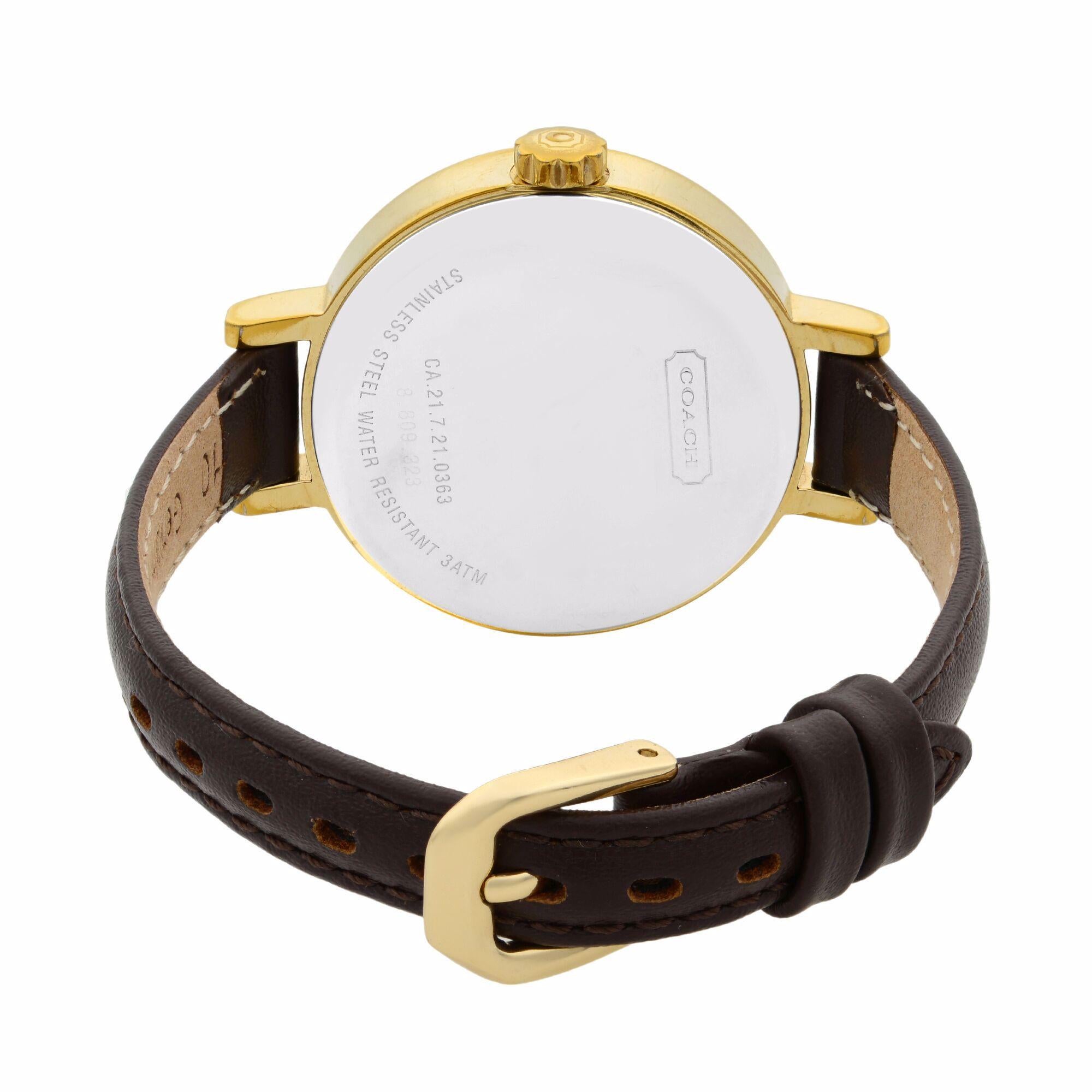 Coach Miranda Signature Dial Gold Tone Steel Leather Ladies Watch ...
