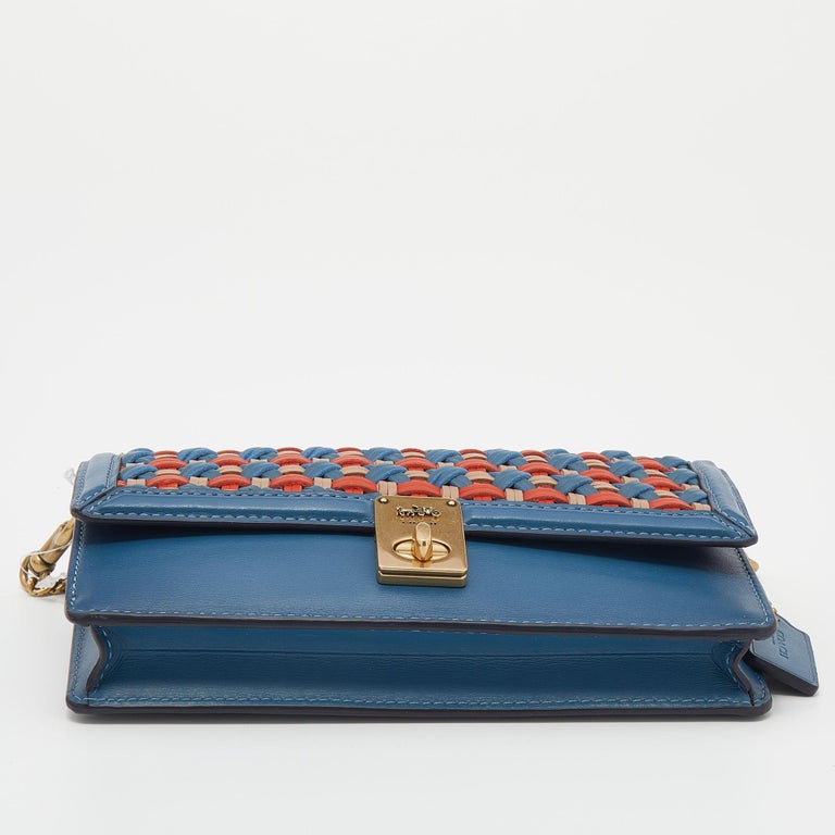 Coach Multicolor Woven Leather Hutton Clutch at 1stDibs