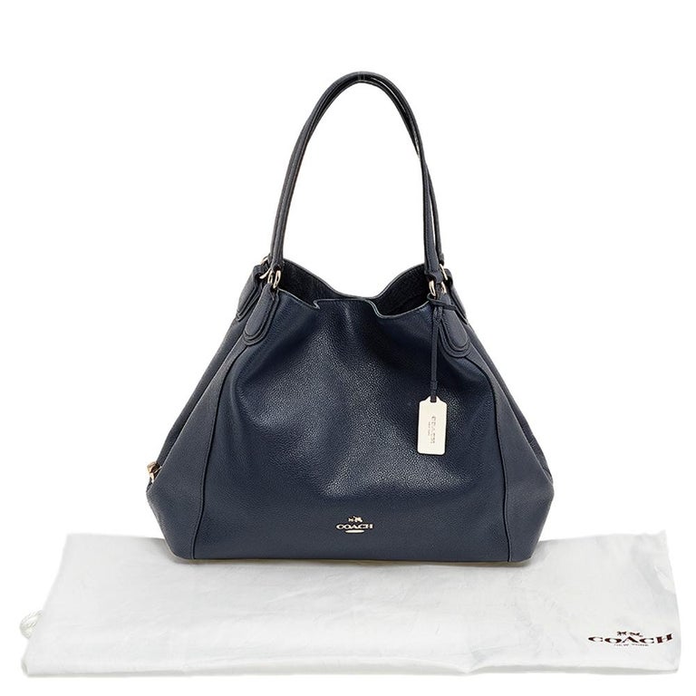 Coach Navy Blue Leather Edie Shoulder Bag at 1stDibs