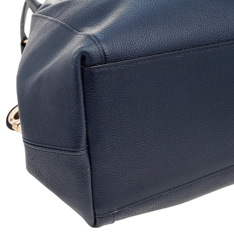 Coach Navy Blue Leather Edie Shoulder Bag at 1stDibs