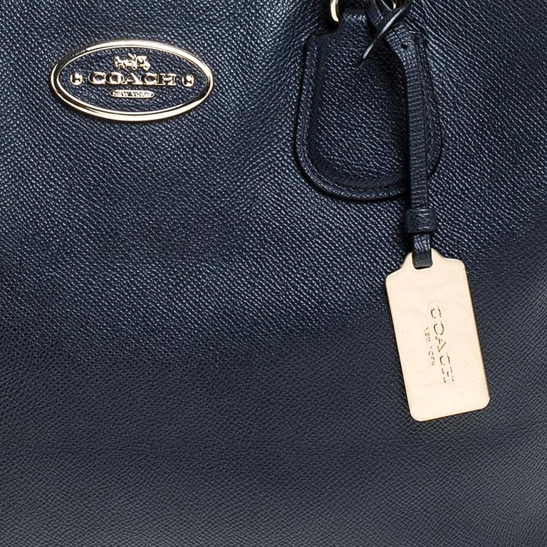 Coach Navy Blue Leather Kitt Carryall Satchel at 1stDibs