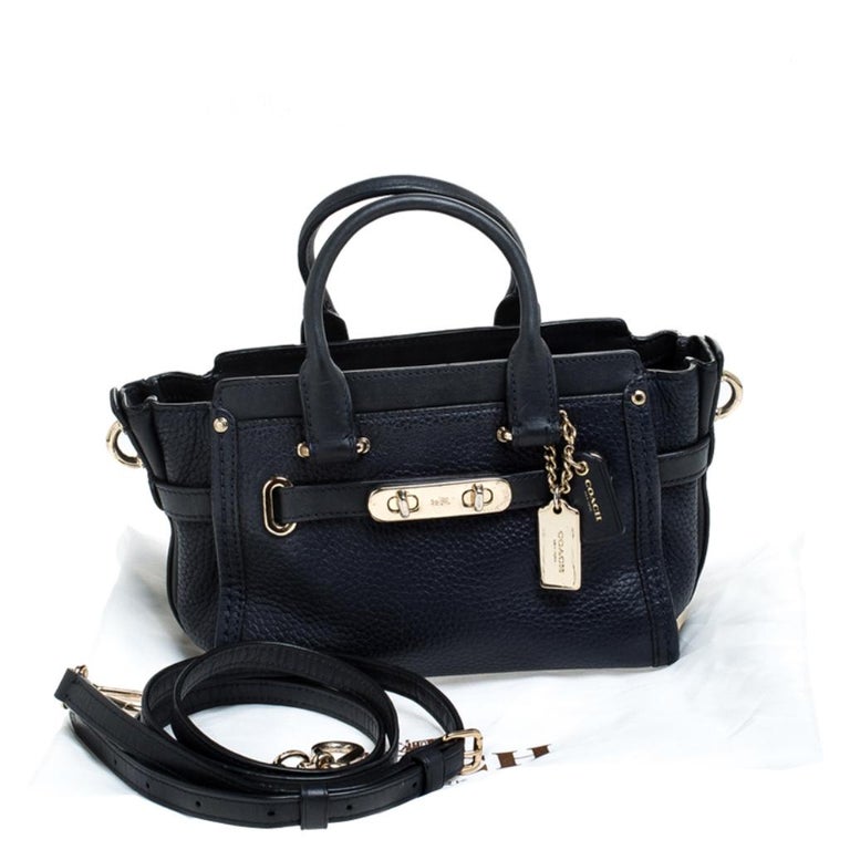 Coach Navy Blue Leather Swagger 20 Tote For Sale at 1stDibs