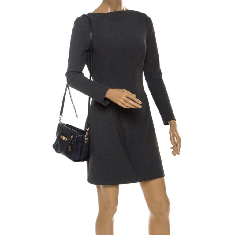 Coach Navy Blue Leather Swagger 20 Tote For Sale at 1stDibs