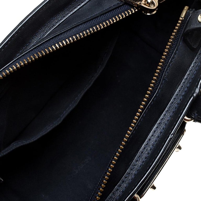 Coach Navy Blue Leather Swagger 20 Tote For Sale at 1stDibs