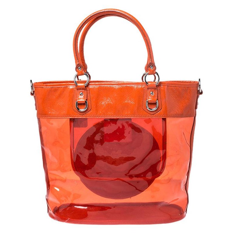 Coach Orange PVC and Patent Leather Tote For Sale at 1stDibs