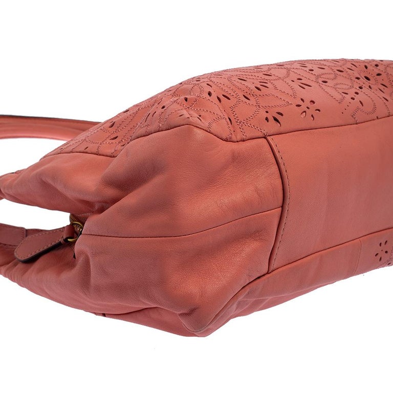 Coach Pink Leather Floral Laser Cut Hobo For Sale at 1stDibs