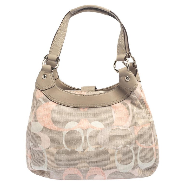 Coach Tri Color Signature Fabric and Leather Hobo at 1stDibs