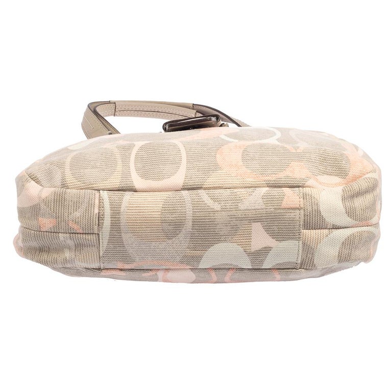 Coach Tri Color Signature Fabric and Leather Hobo For Sale at 1stDibs