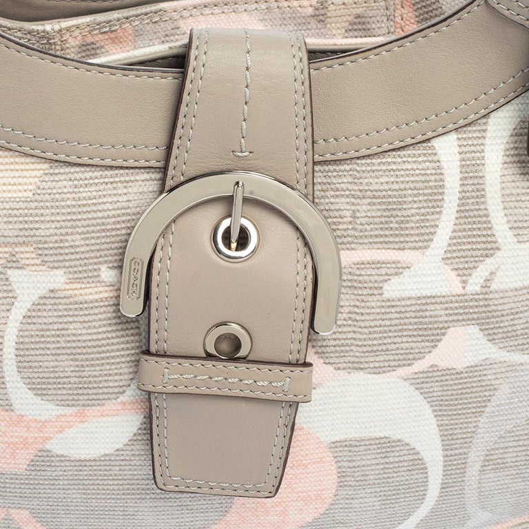 Coach Tri Color Signature Fabric and Leather Hobo For Sale at 1stDibs