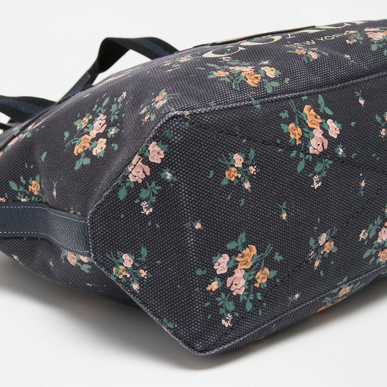 Coach x Disney Navy Blue Rose Bouquet Print and Thumper Canvas Tote For ...