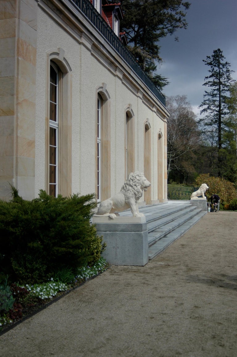 Coade - 'Coade' Stone Outdoor Seated Frankfurt Lion in Classical Style ...