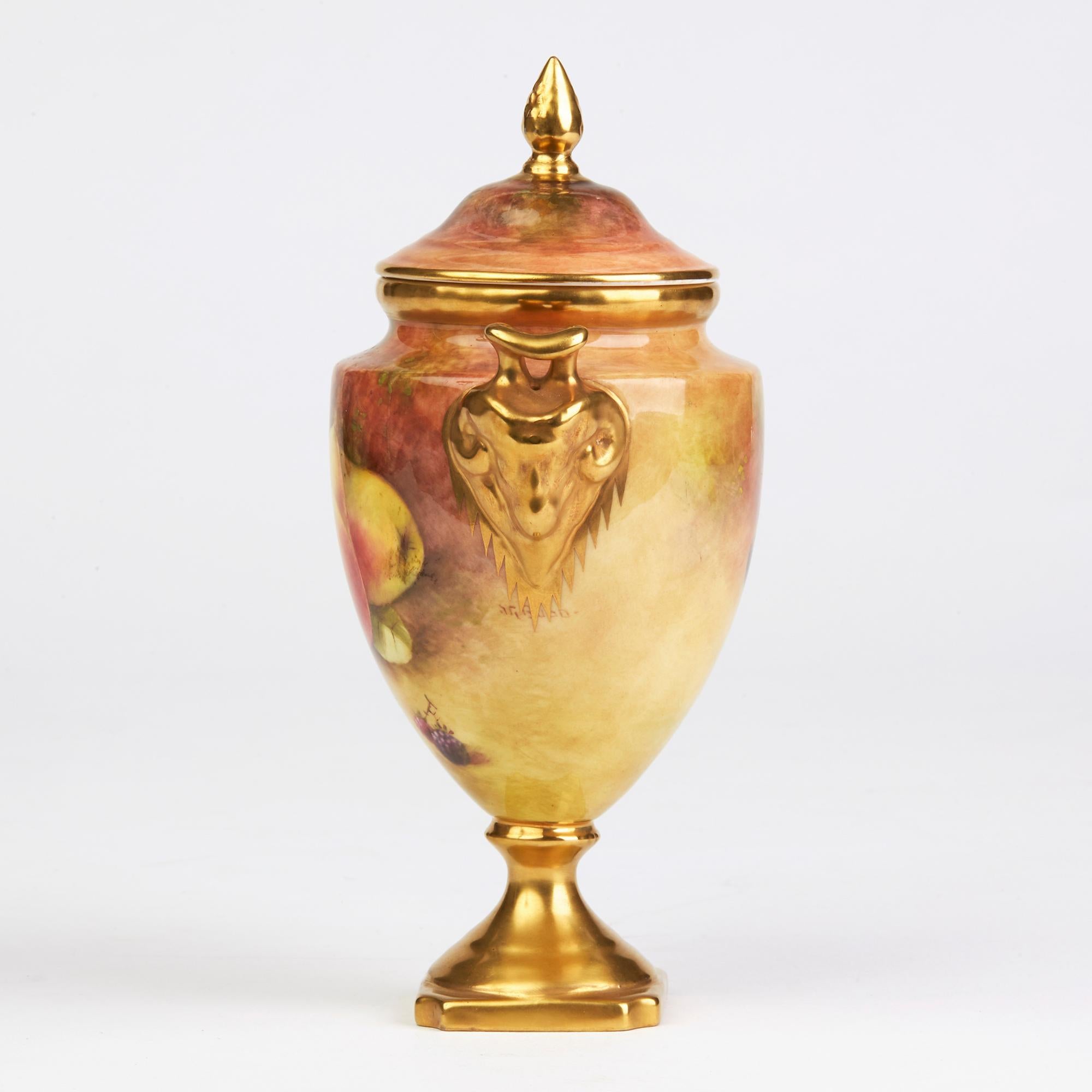Coalport Hand Painted Lidded Pedestal Vase by Richard Budd at 1stDibs ...