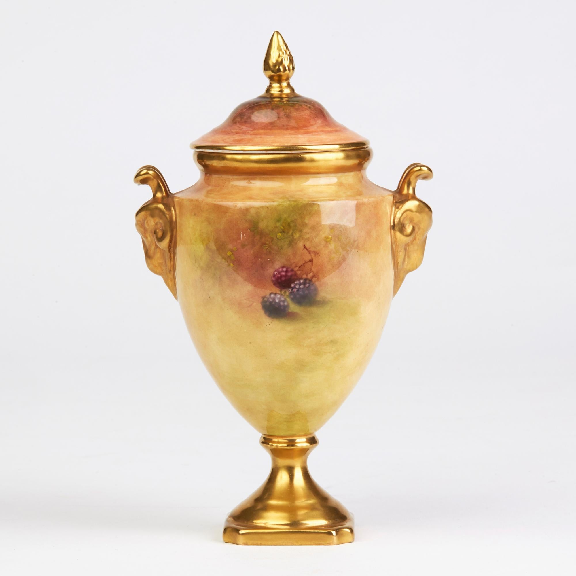 Coalport Hand Painted Lidded Pedestal Vase by Richard Budd at 1stDibs ...