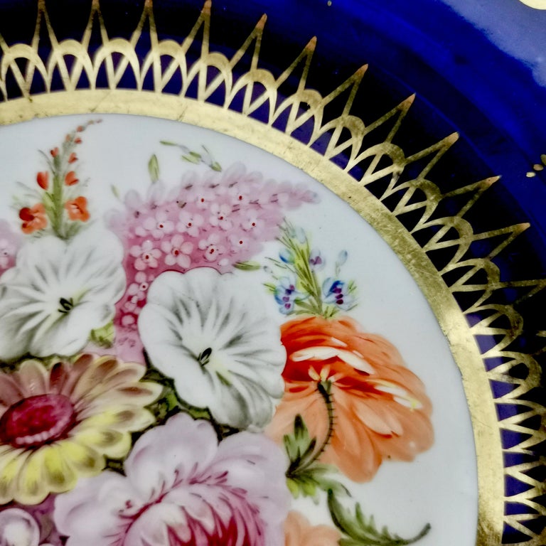 Coalport John Rose Porcelain Plate, Cobalt Blue and Flowers, Regency ...