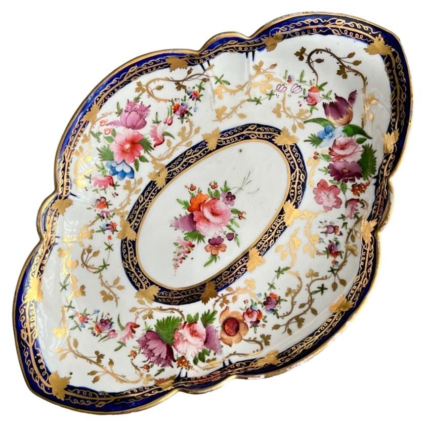 Coalport Lozenge Dish, Cobalt Blue, Gilt Vines and Flowers, Regency ...