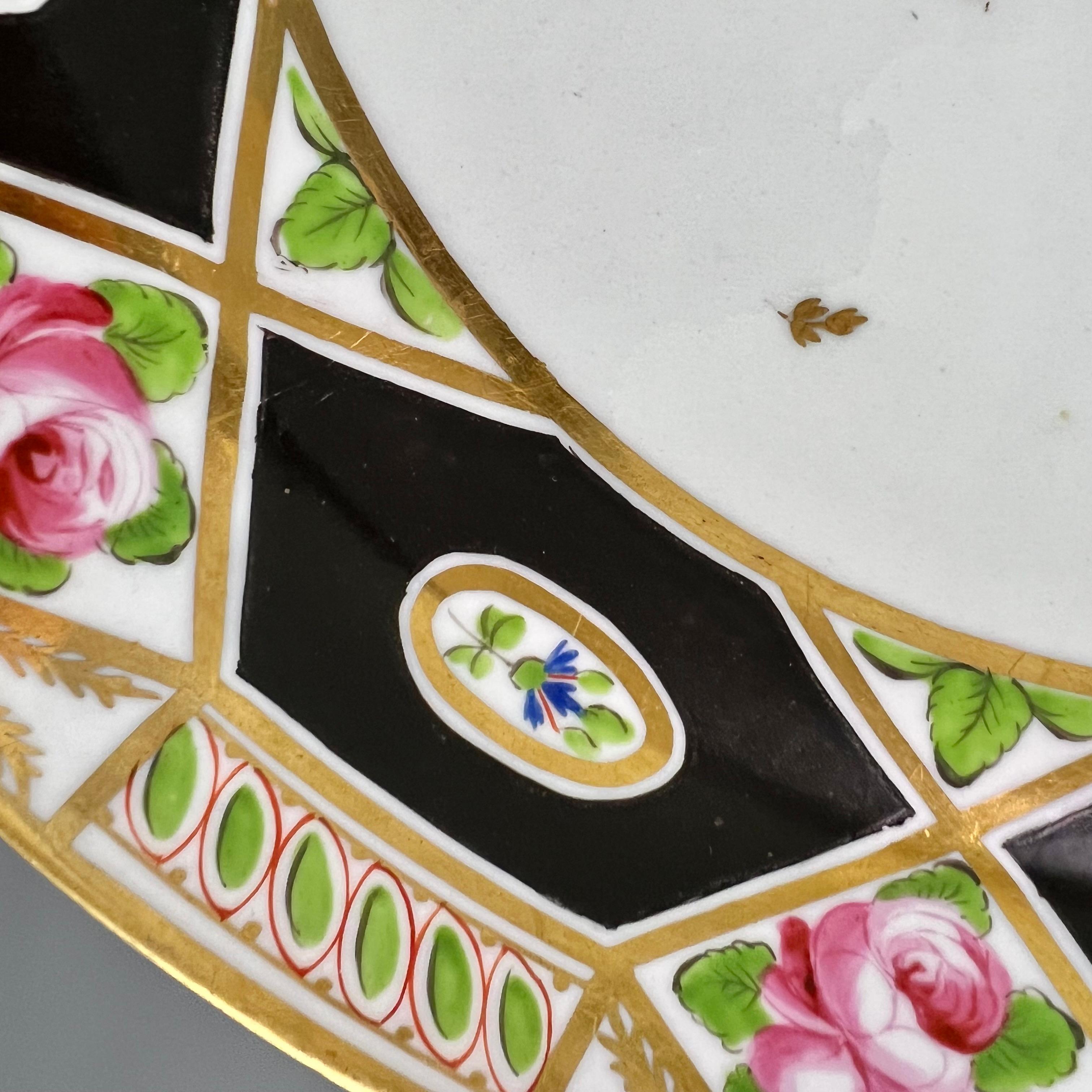 Coalport Porcelain Plate, Church Gresley Pattern in Black, ca 1815 at ...