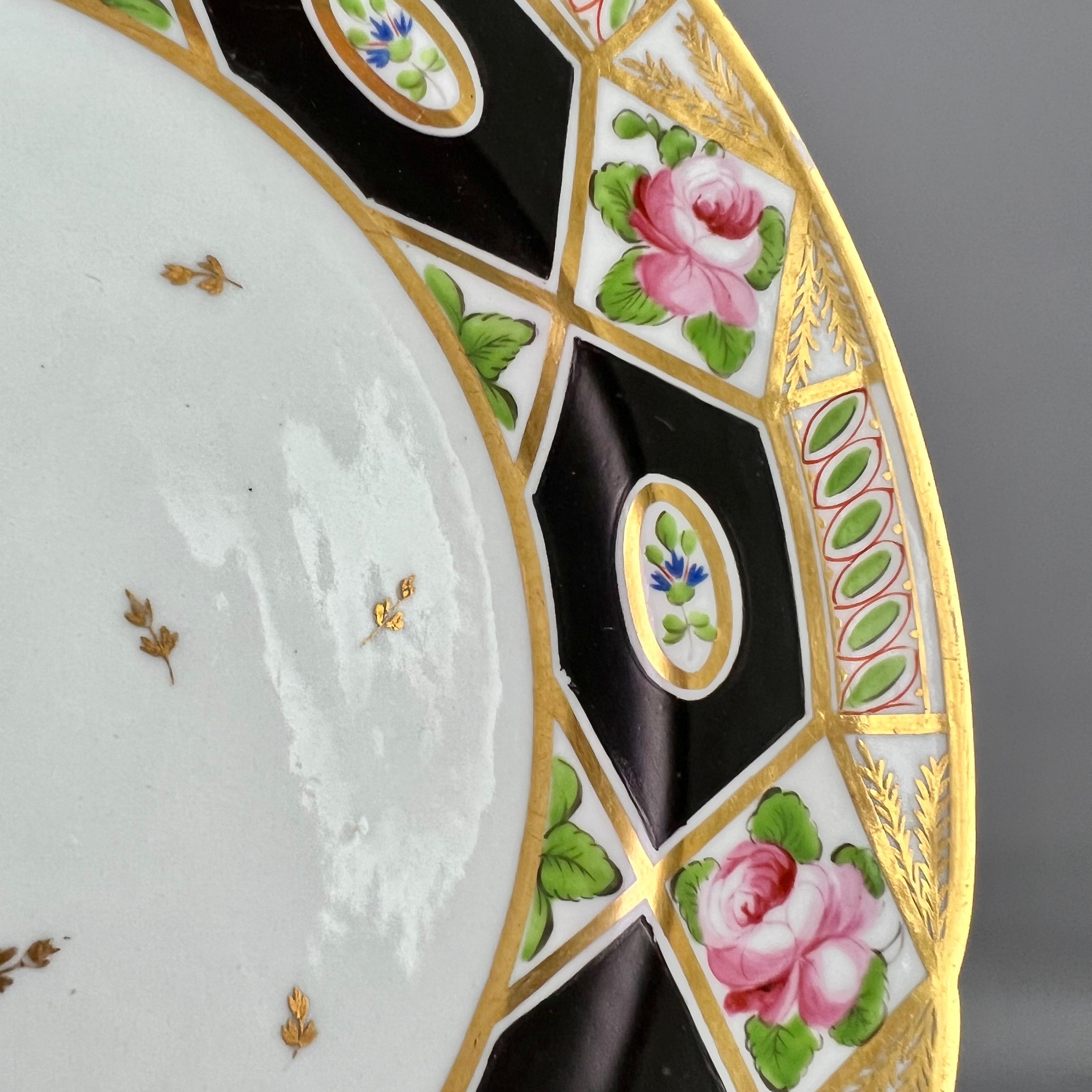 Coalport Porcelain Plate, Church Gresley Pattern in Black, ca 1815 at ...