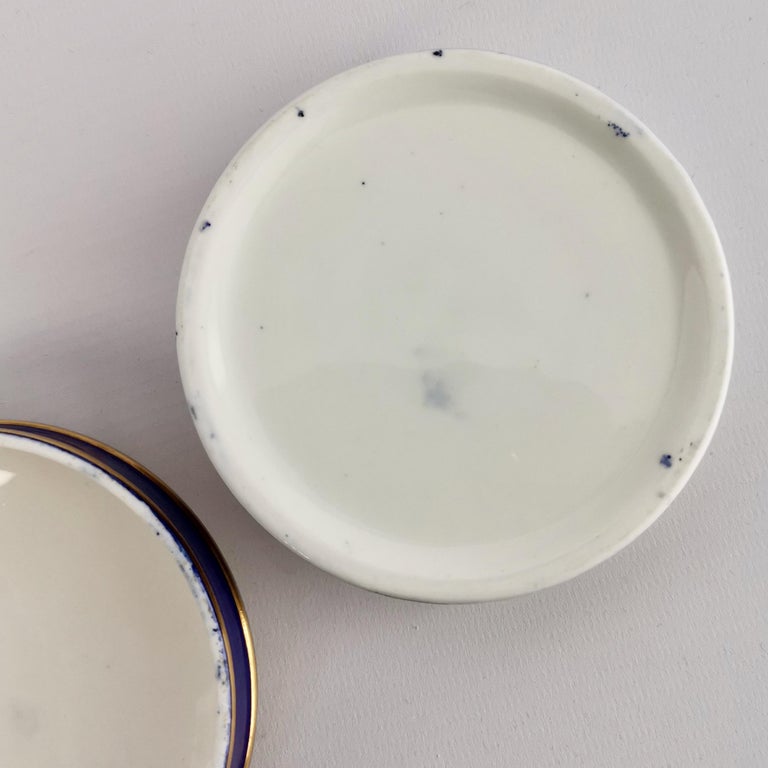 Coalport Porcelain Powder Box, Cobalt Blue and Flowers, Victorian ...